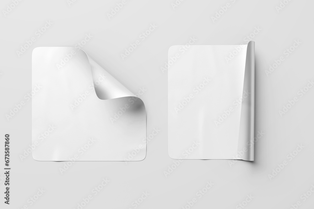 peeled and crumpled rounded square adhesive sticker label tag badge ...