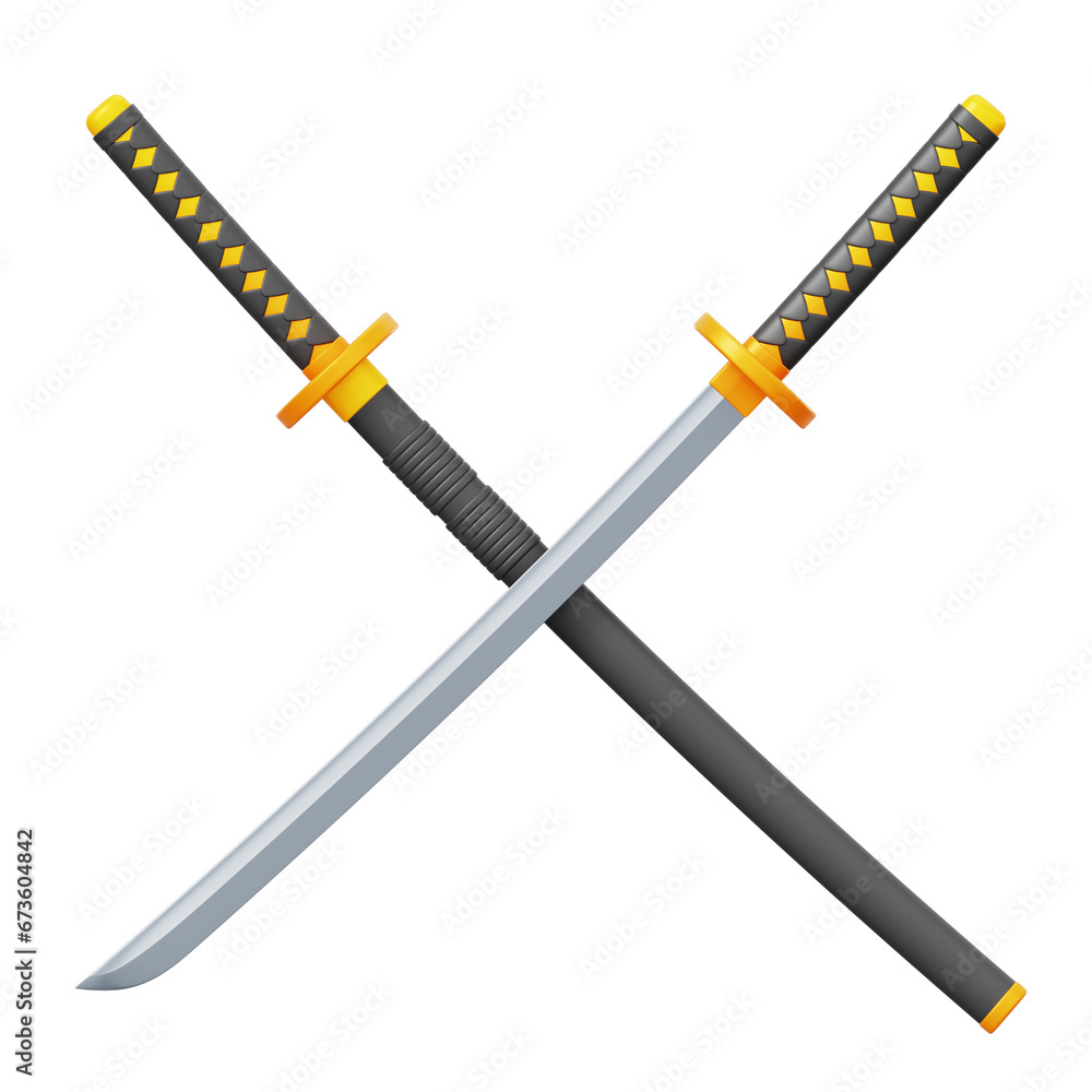 Japanese Katana 3D Icon Transparent Background For UI/UX 素材庫插圖 | Adobe ...