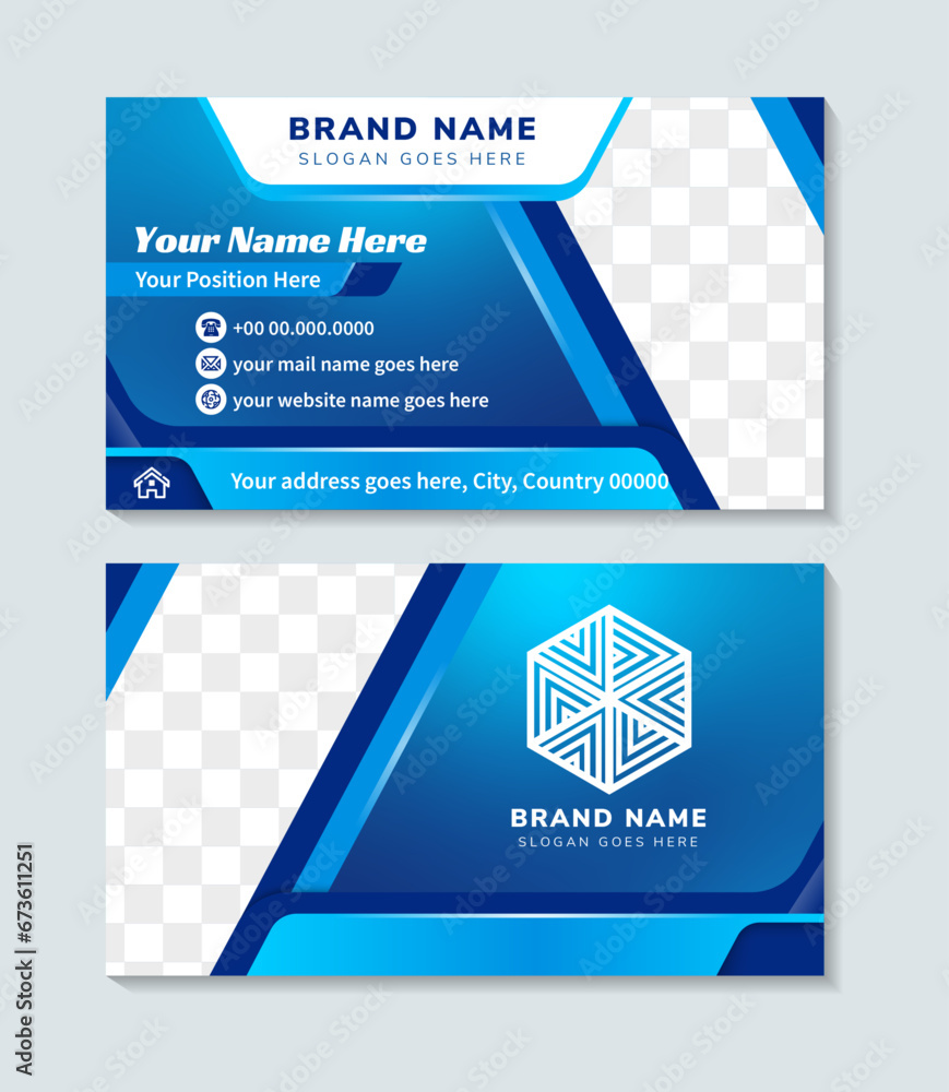 abstratc horizontal layout of business cards design. modern blue ...