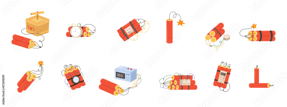 Tnt dynamite clipart. Isolated dynamite icons, explosive tools and ...