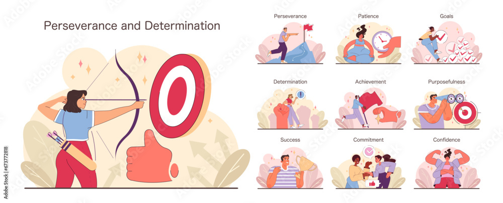 Perseverance and Determination set. Various characters embodying ...