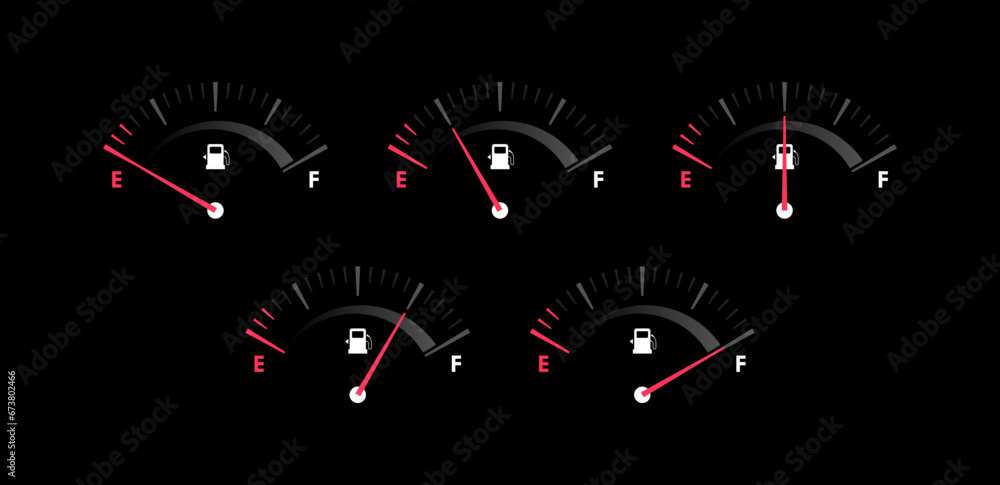 Fuel gauge scales with different level. Fuel measuring by gauge for ...