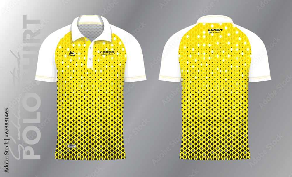 yellow and black sublimation Polo Shirt mockup template design for ...