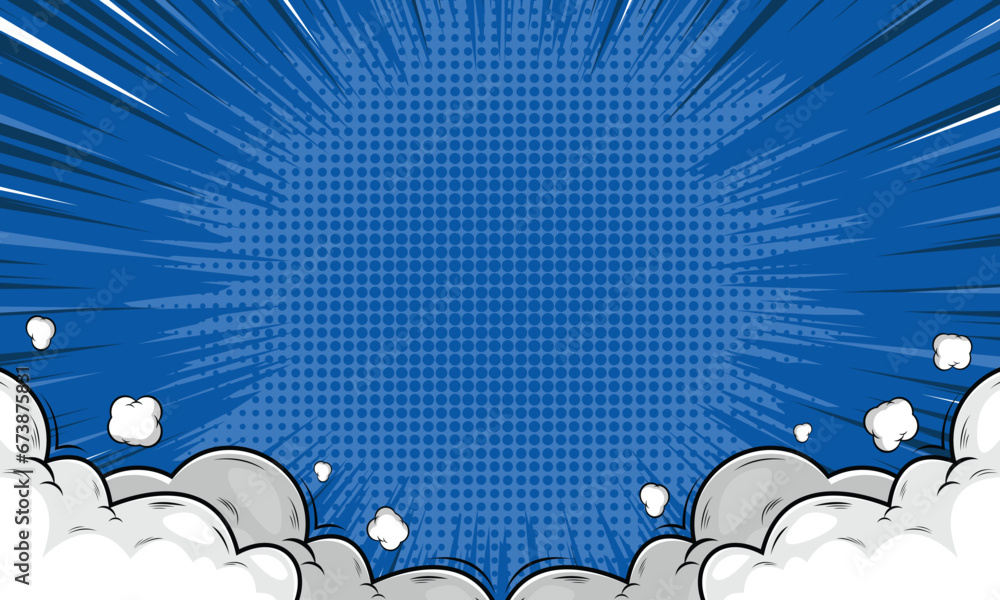 blue comic background with cartoon clouds Stock Vector | Adobe Stock