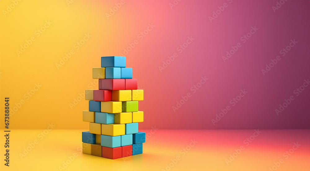 Teamwork,building success concept. Colorful Block tower. Set building ...
