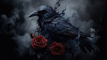 Raven And Red Roses Free Stock Photo - Public Domain Pictures