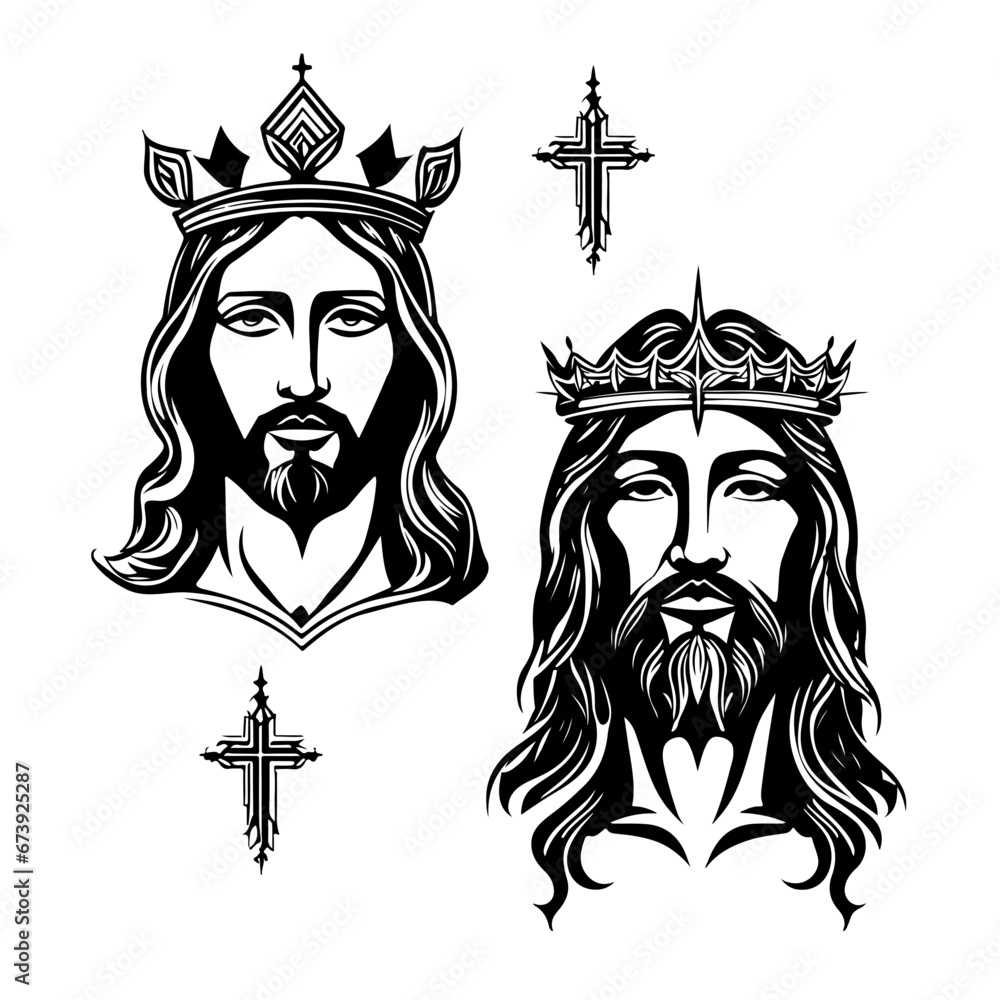 Jesus, Crown, Tattoo Design, Drawing, Silhouette, Face, Strong Jesus ...