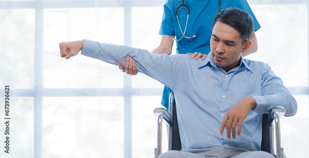 Asian female doctors visit patients for diagnosis and examination at ...