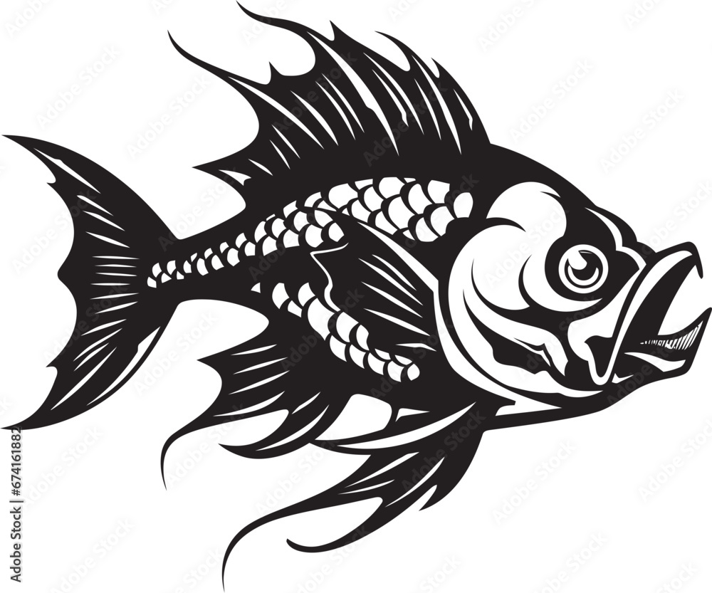 X Ray Views Below Vector Fish Skeleton Symbol Subsea Structure Fish ...