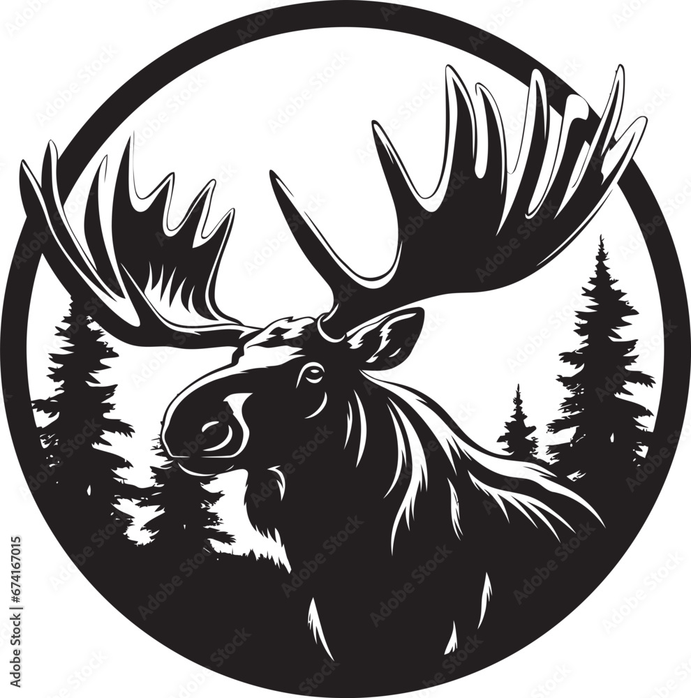 Minimalistic Moose Symbol with Versatility Moose Profile in Regal Charm ...