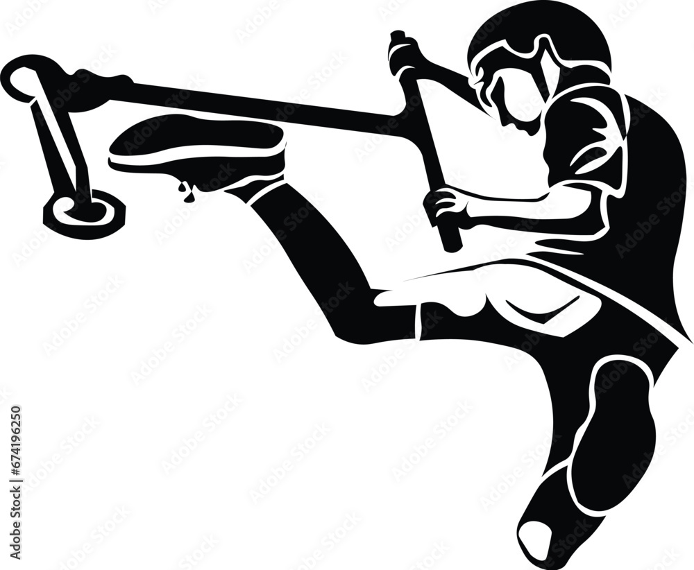 Cartoon Black and White Isolated Illustration Vector Of A Boy Doing a Scooter Trick Stunt ...