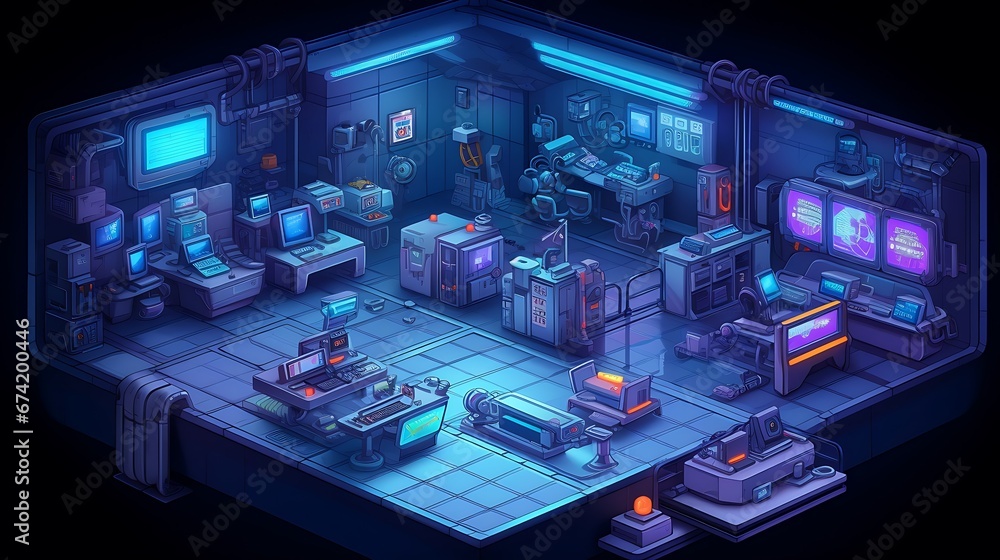 8 bit pixel art,inside of spaceship command center, style of game boy ...