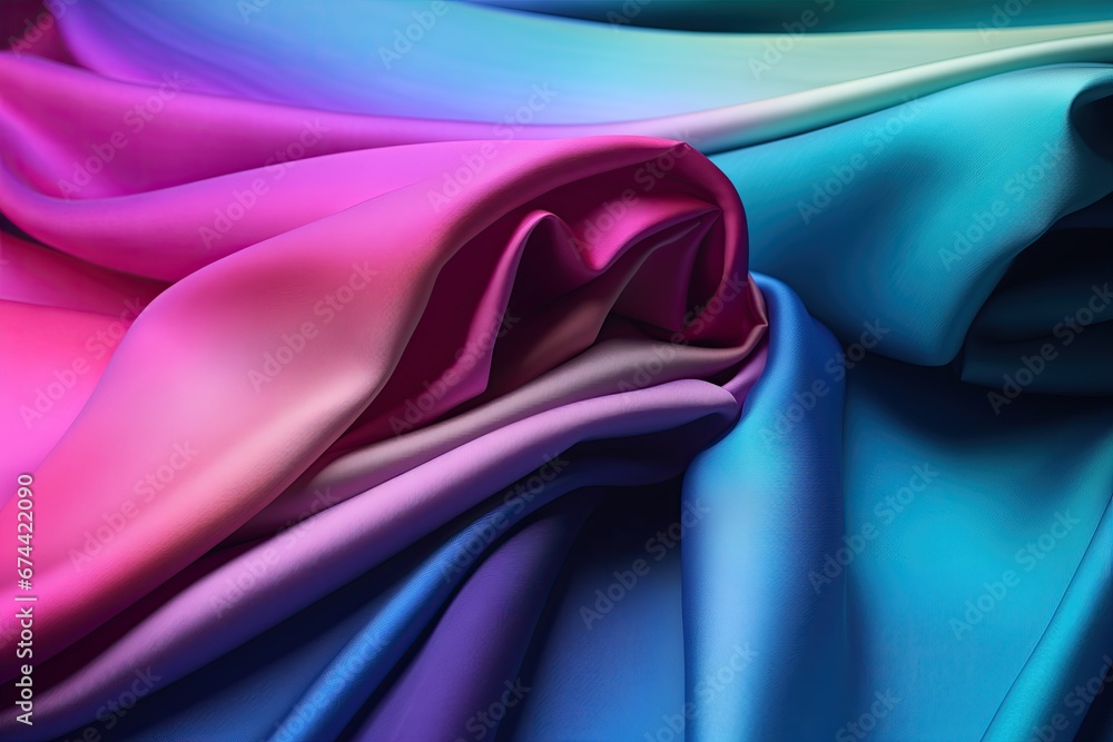 Purple, blue, indigo, pink color gradient. Fabrics, textile, satin ...