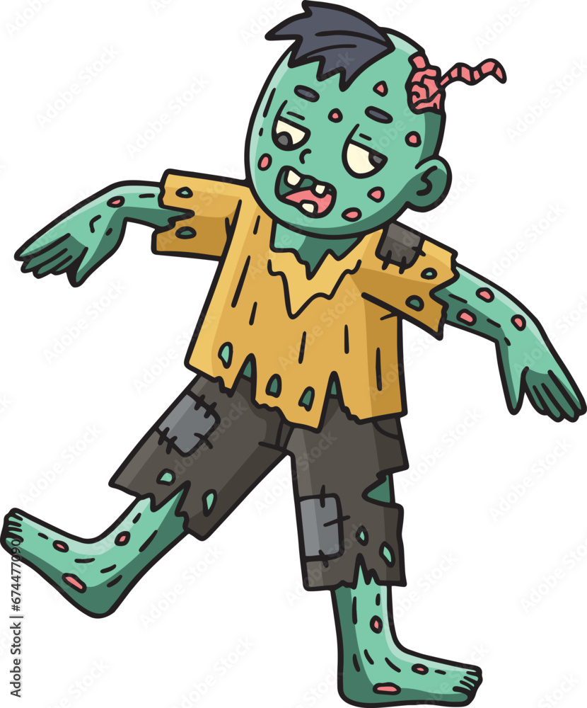 Zombie Cartoon Colored Clipart Illustration Stock Vector | Adobe Stock
