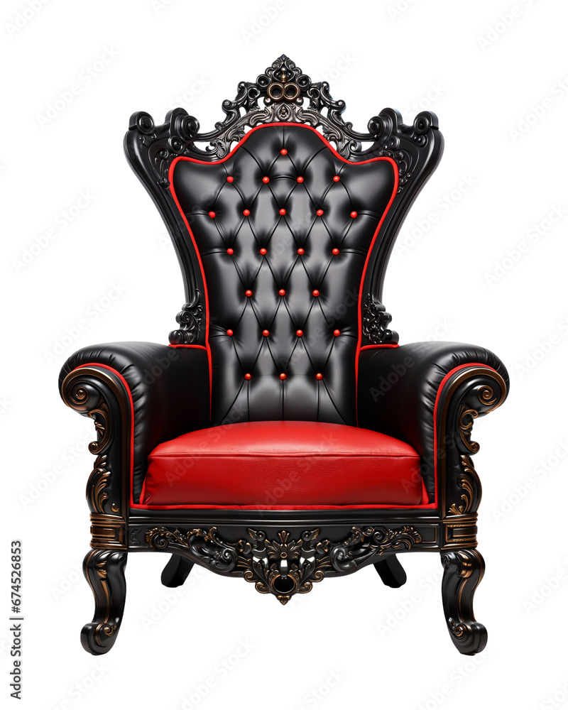 Luxury black and red throne chair png, isolated on transparent ...
