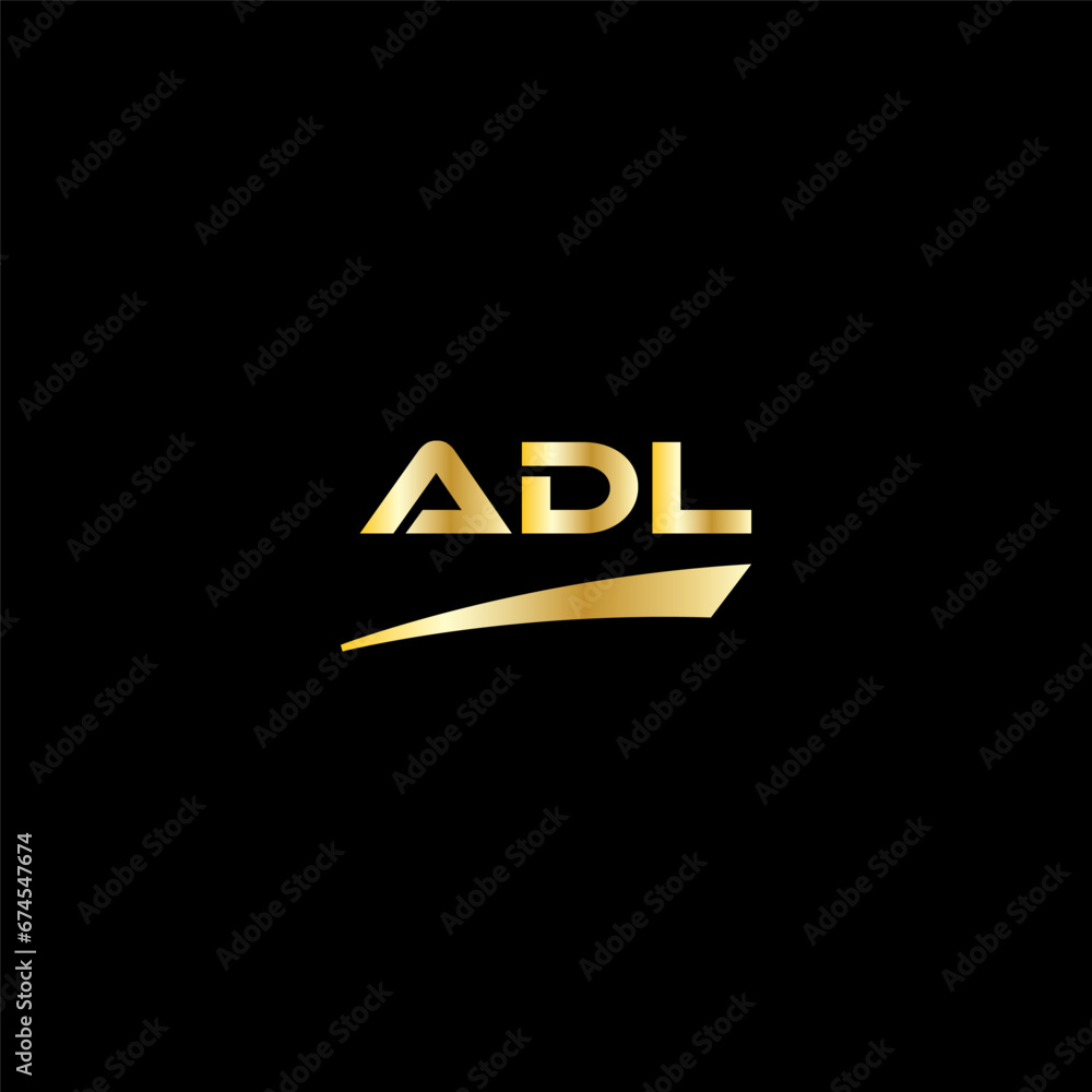 ADL initial letter logo on black background with gold color. modern ...