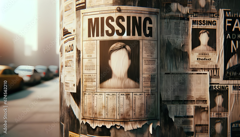 Missing poster template. Person lost banner design insitu stuck to a ...