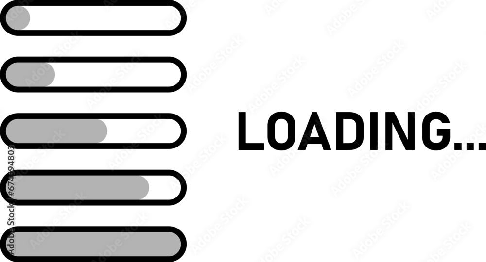 Loading Bar Loader Indicator Icon Set with Various Stages of the Progress Status. Vector Image ...