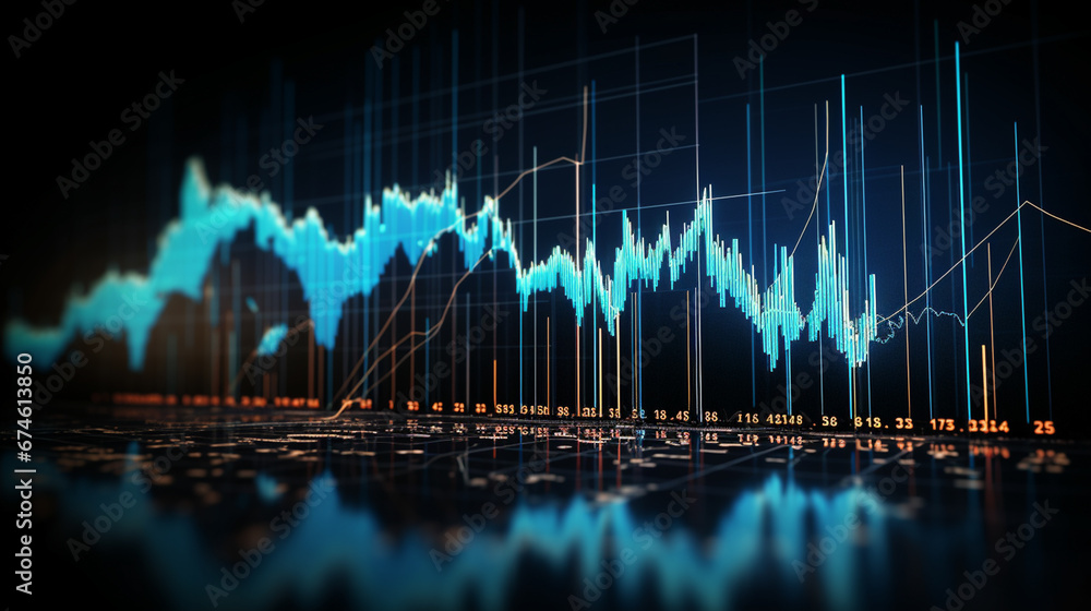 Financial chart with moving up arrow graph and world map background. Generative AI. Stock ...