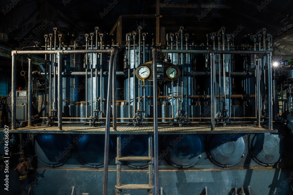 Oil rectification and distillation column at an chemical plant Stock ...