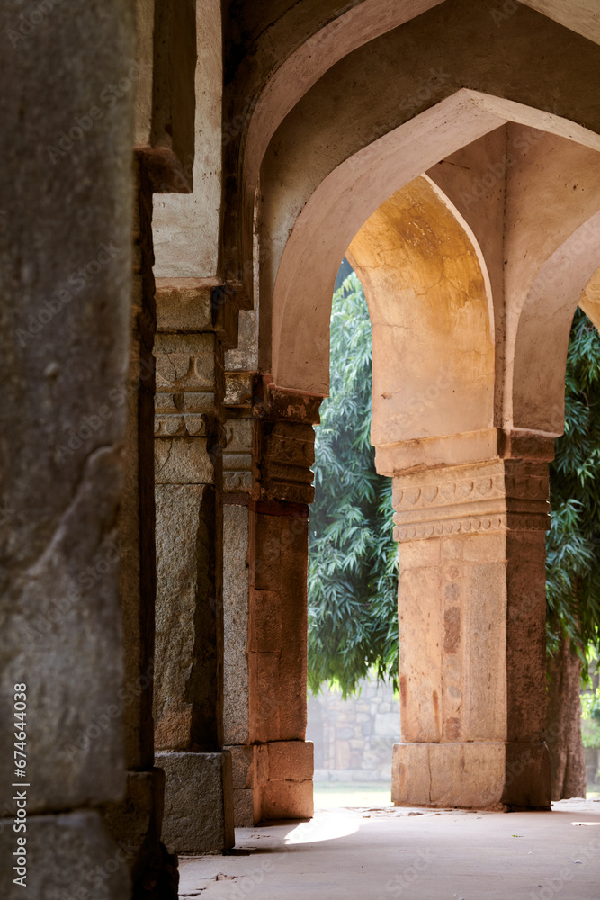 Columns of Sikandar Lodi Tomb in New Delhi Lodhi garden, India, ancient ...