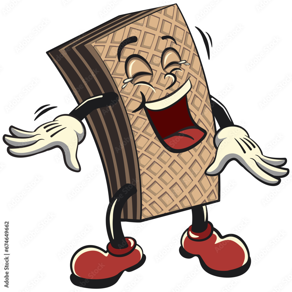 vintage mascot chocolate wafer character with funny face laughing out ...