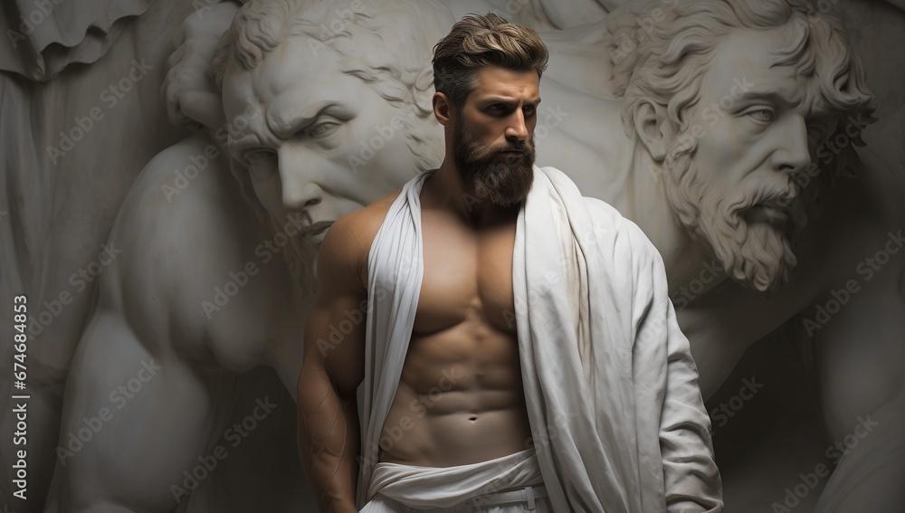 male model statue, roman strength, strong look, man, jock, strongman ...