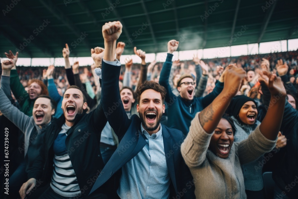 Crowd of people in sport stadium cheering excited Stock Photo | Adobe Stock