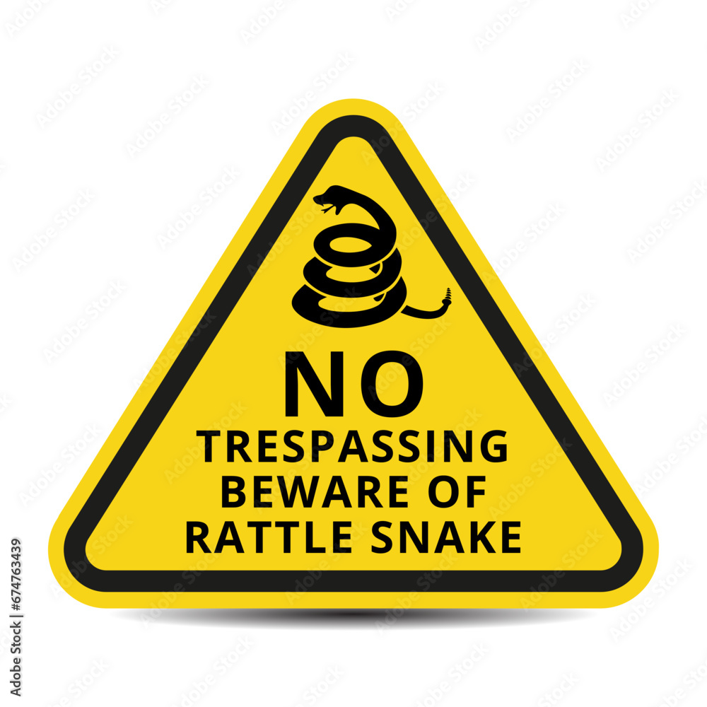 Caution Snakes Sign. Snakes warning sign. Risk of snakebite. Hazard ...