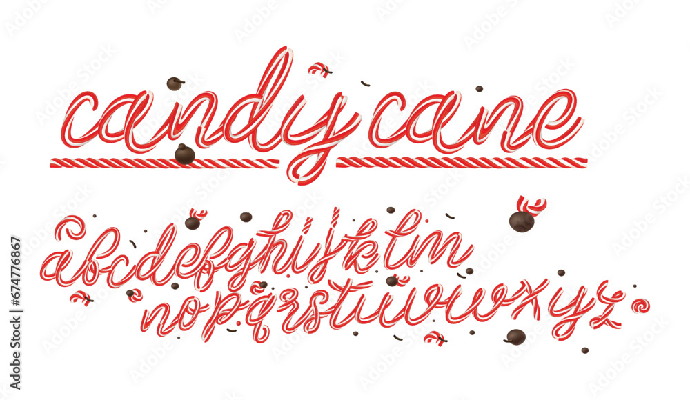 Candy cane letters set. Sweet lollipop font. Festival style vector ...