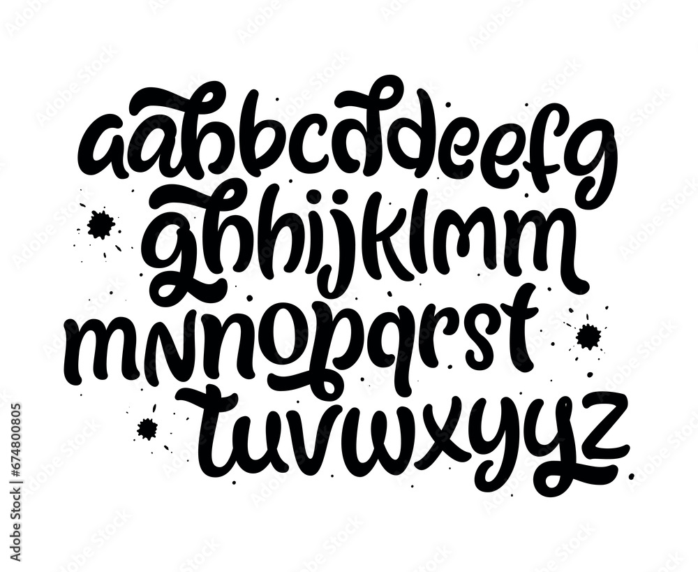 Vector hand drawn alphabet. Brush painted letters. Handwritten script ...