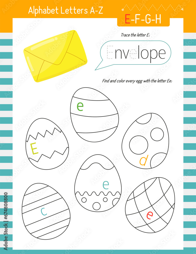 Vector de Stock Letter Trace, find and color Worksheet for Kids ...