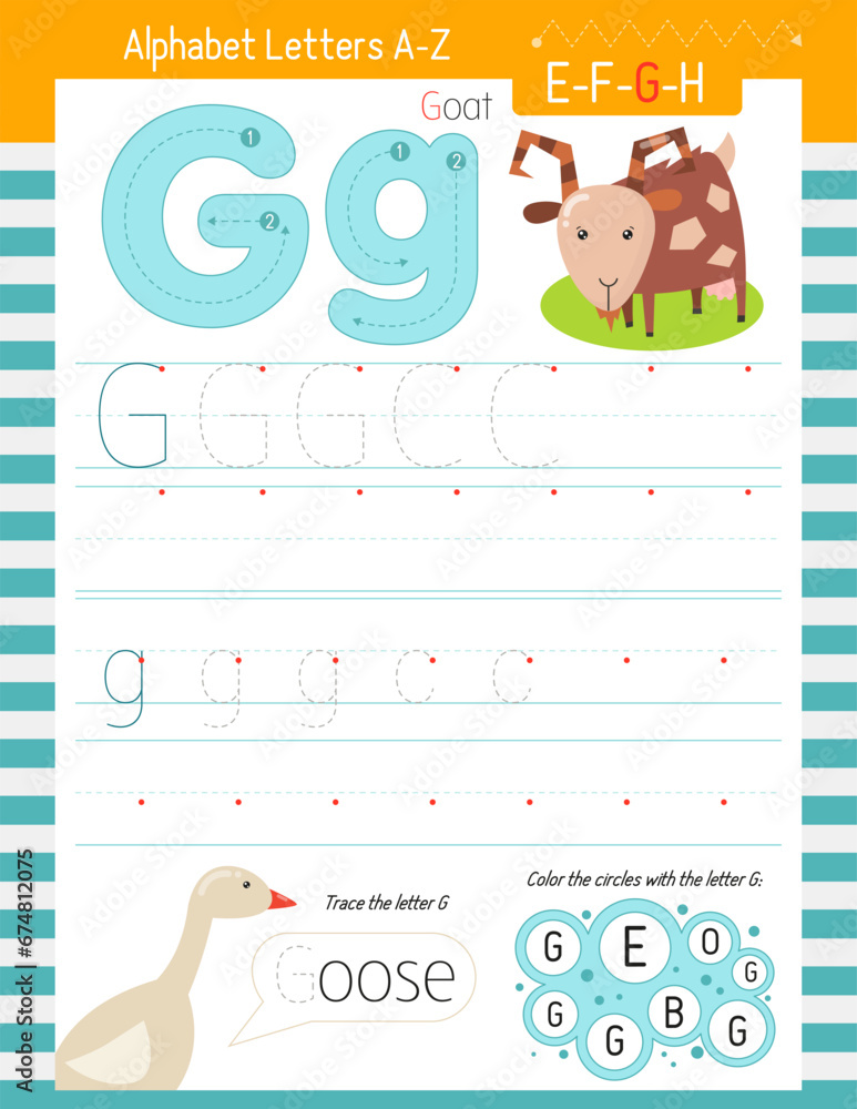 Vector de Stock Letter Tracing Worksheet for Activity Book for kids ...