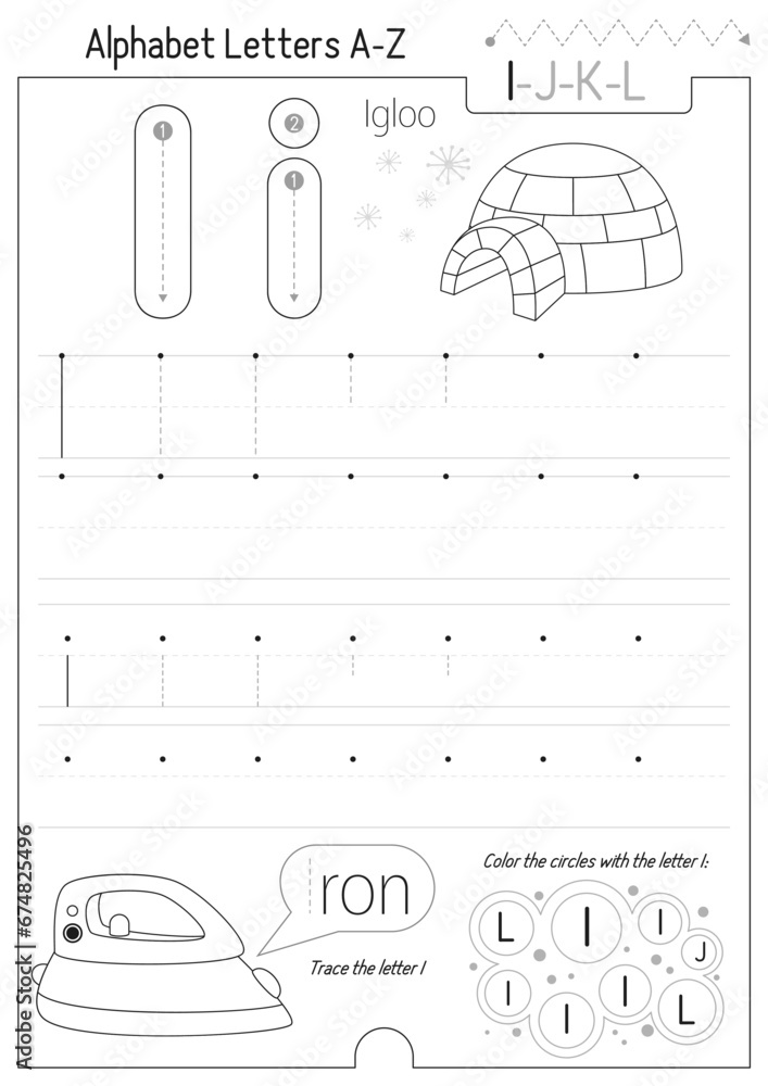 Vector de Stock Letter Tracing Worksheet for Activity Book for kids ...