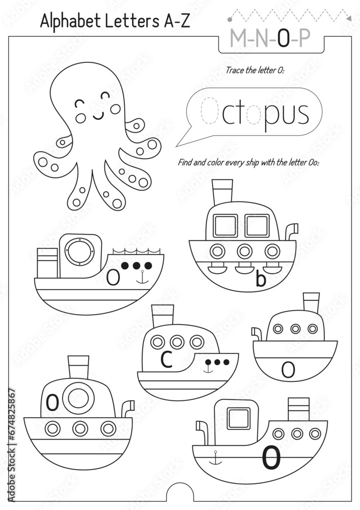Letter Trace, find and color Worksheet for Kids Activity Book. For ...