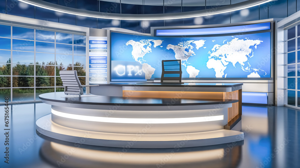 News Studio. Backdrop for TV shows.TV studio. News studio. The perfect ...