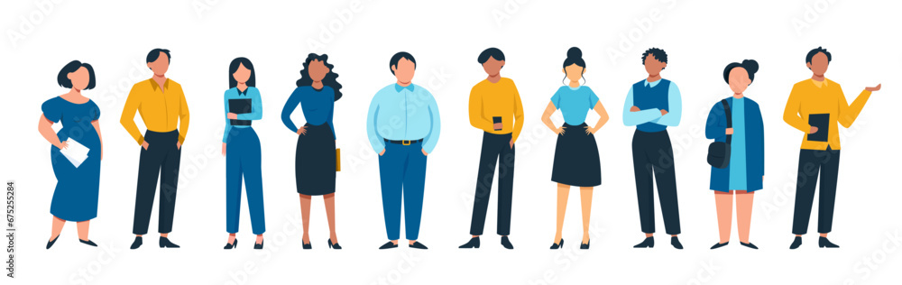 Vector of a business multinational team of diverse cartoon men and ...
