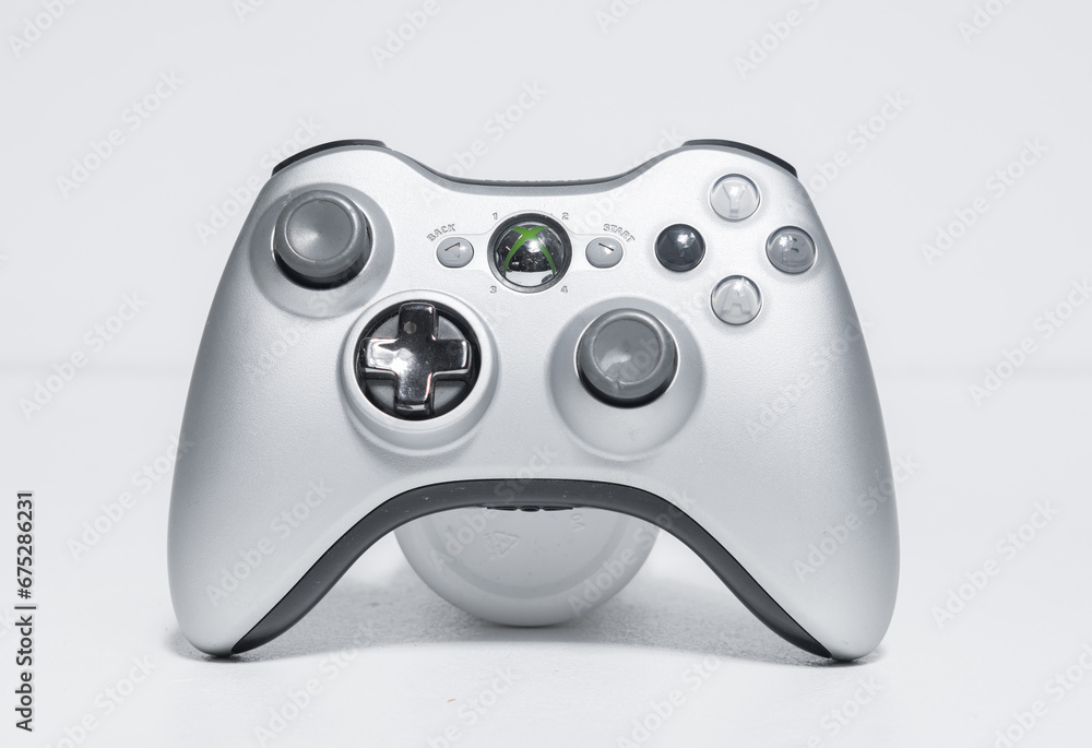 kent, uk 01.01.2023 An silver futuristic microsoft xbox 360 controller ...