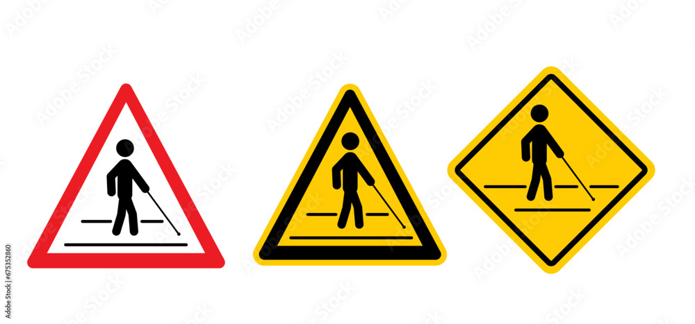 Blind people crossing the road. Traffic route for blind peoples. Blind ...