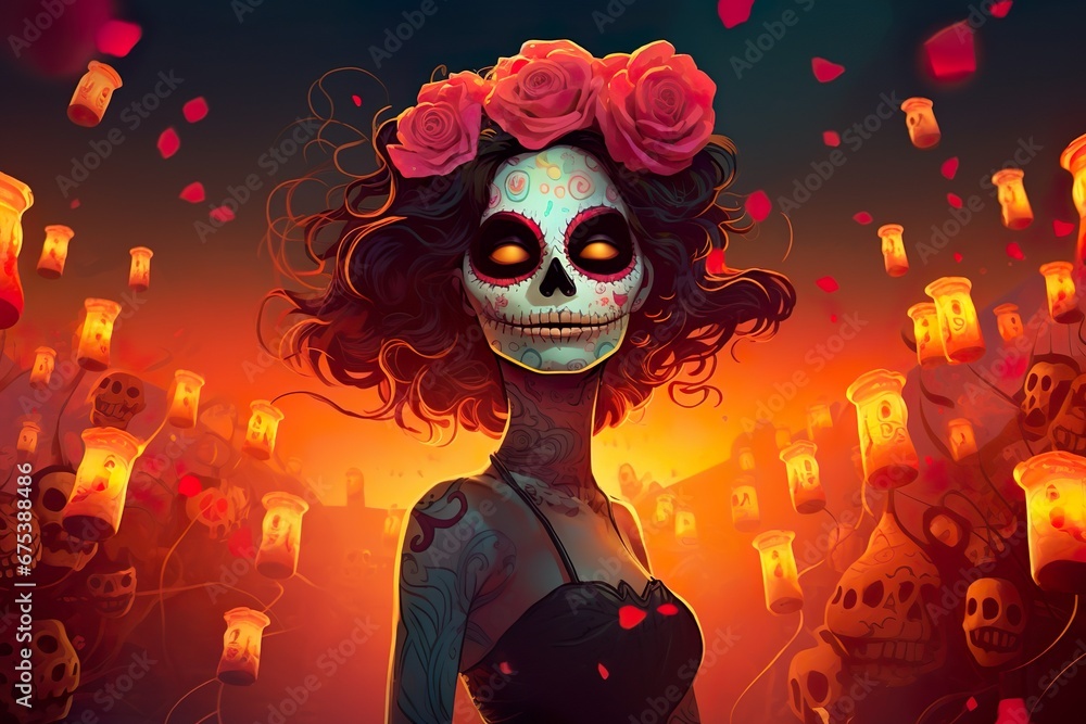 Ilustración de Stock Day of the dead, dia de los muertos concept ...