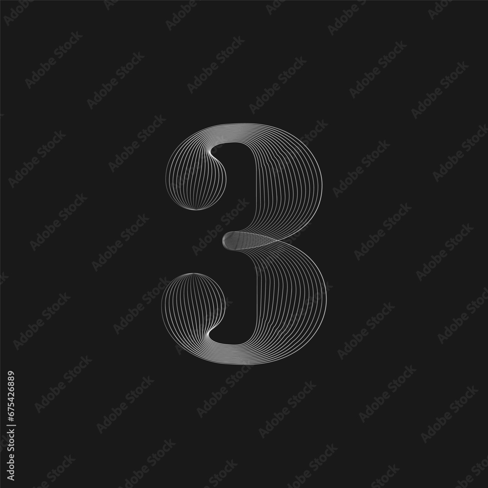 Modern numbers from parallel lines. Line blend style numbers ...