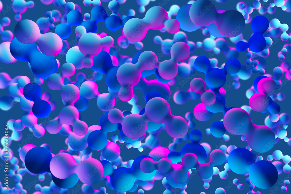 Microbiota background. Probiotic cells in body. Molecules of ...