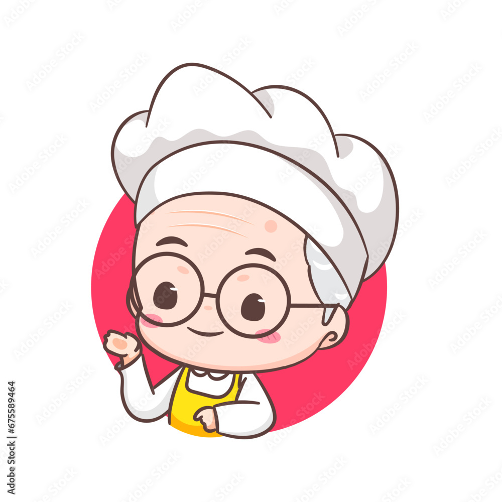 Cute grandfather chef cartoon. Grandpa cooking logo vector art. People ...