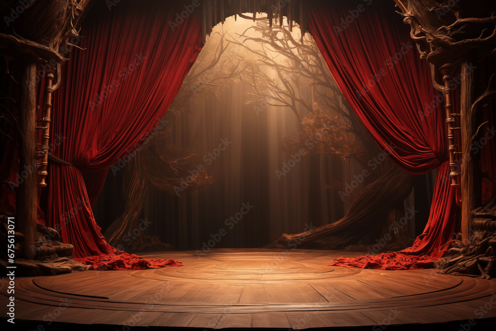 Theater background with wood stage and curtains. Stock Photo | Adobe Stock