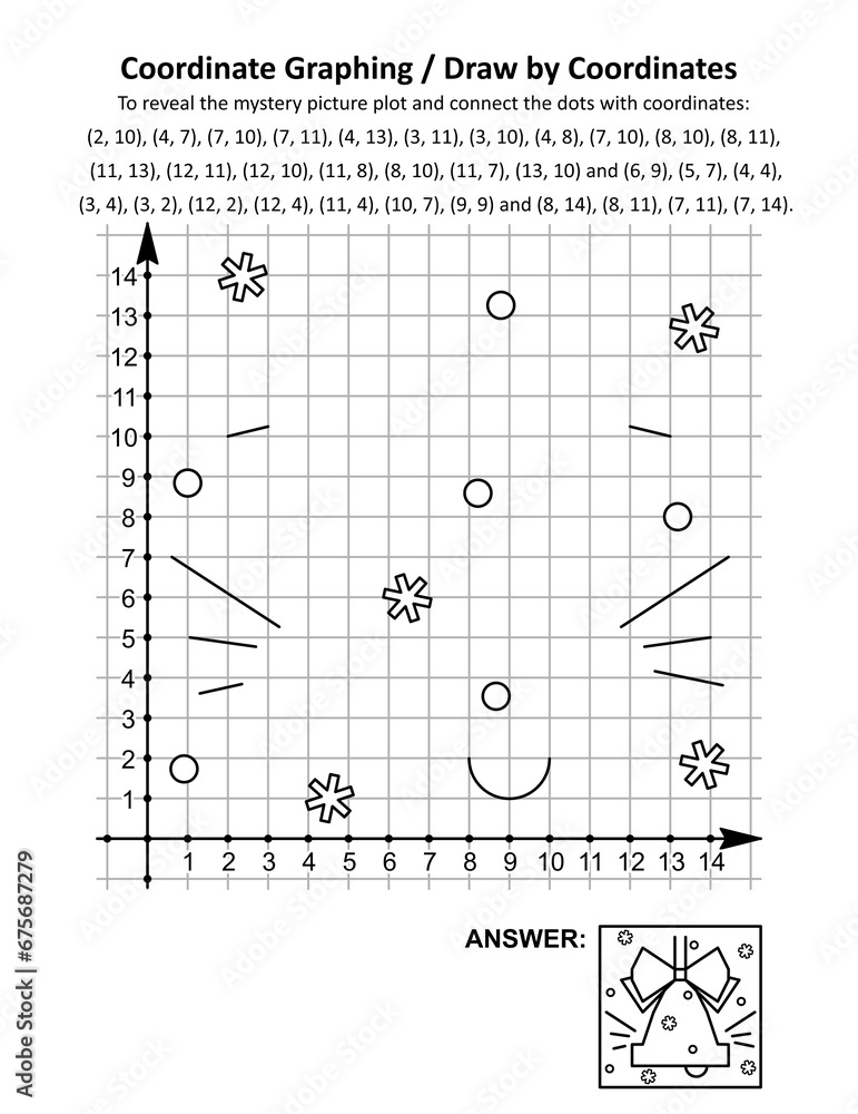 Coordinate graphing, or draw by coordinates, math worksheet with ...
