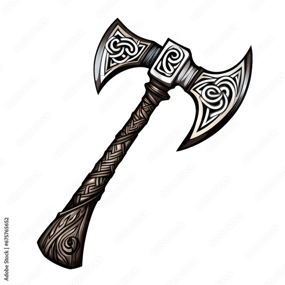 battle axe . Clipart PNG image . Transparent background . Cartoon vector style . Generative AI ...