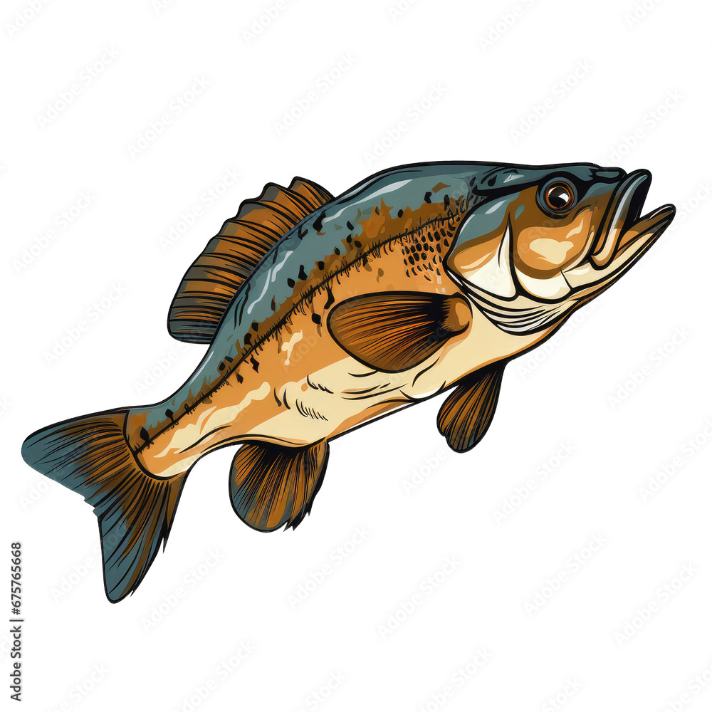 bass lake fish . Clipart PNG image . Transparent background . Cartoon ...