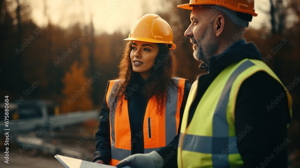 Chief Engineer of Expressway Construction Site Wear a uniform and ...
