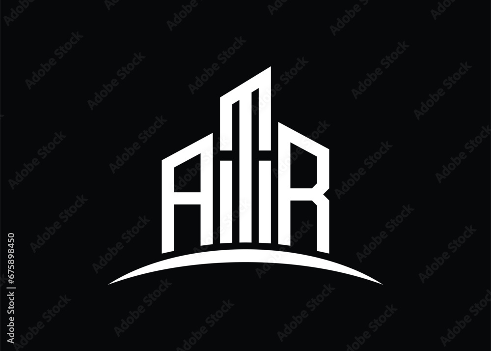 Letter ATR building vector monogram logo design template. Building ...