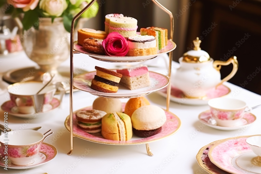 Stock-Foto „Afternoon tea, English tradition and restaurant service ...